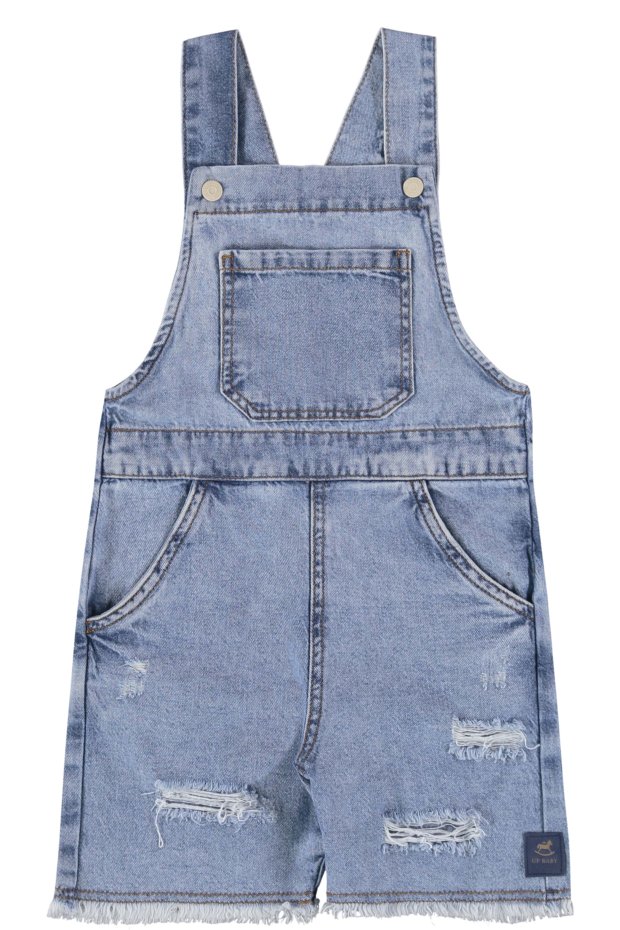 Up Baby - Jardineira Infantil em Jeans para Menino Azul - Up Baby