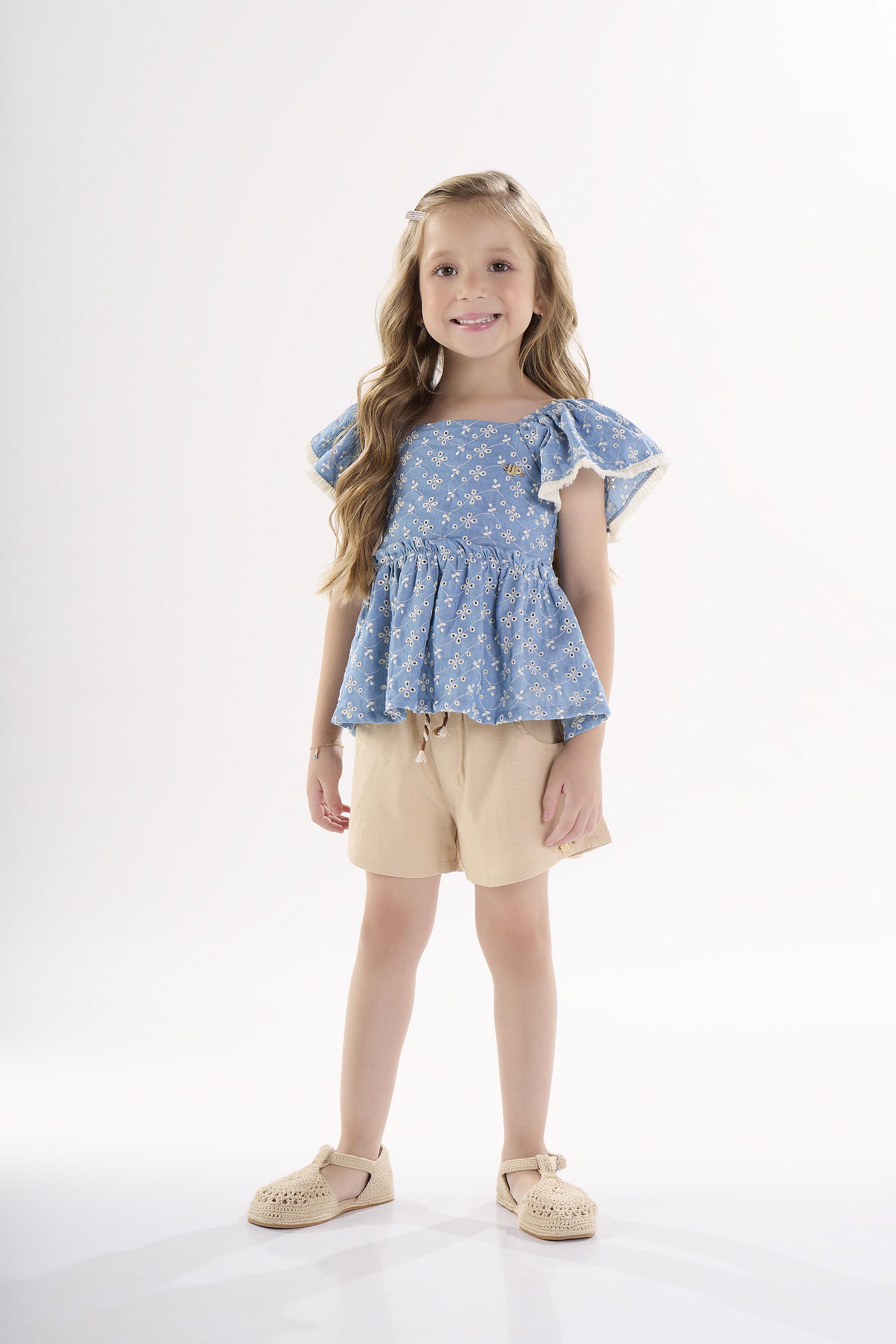 Up Baby - Bata Infantil em Laise para Menina Azul - Up Baby