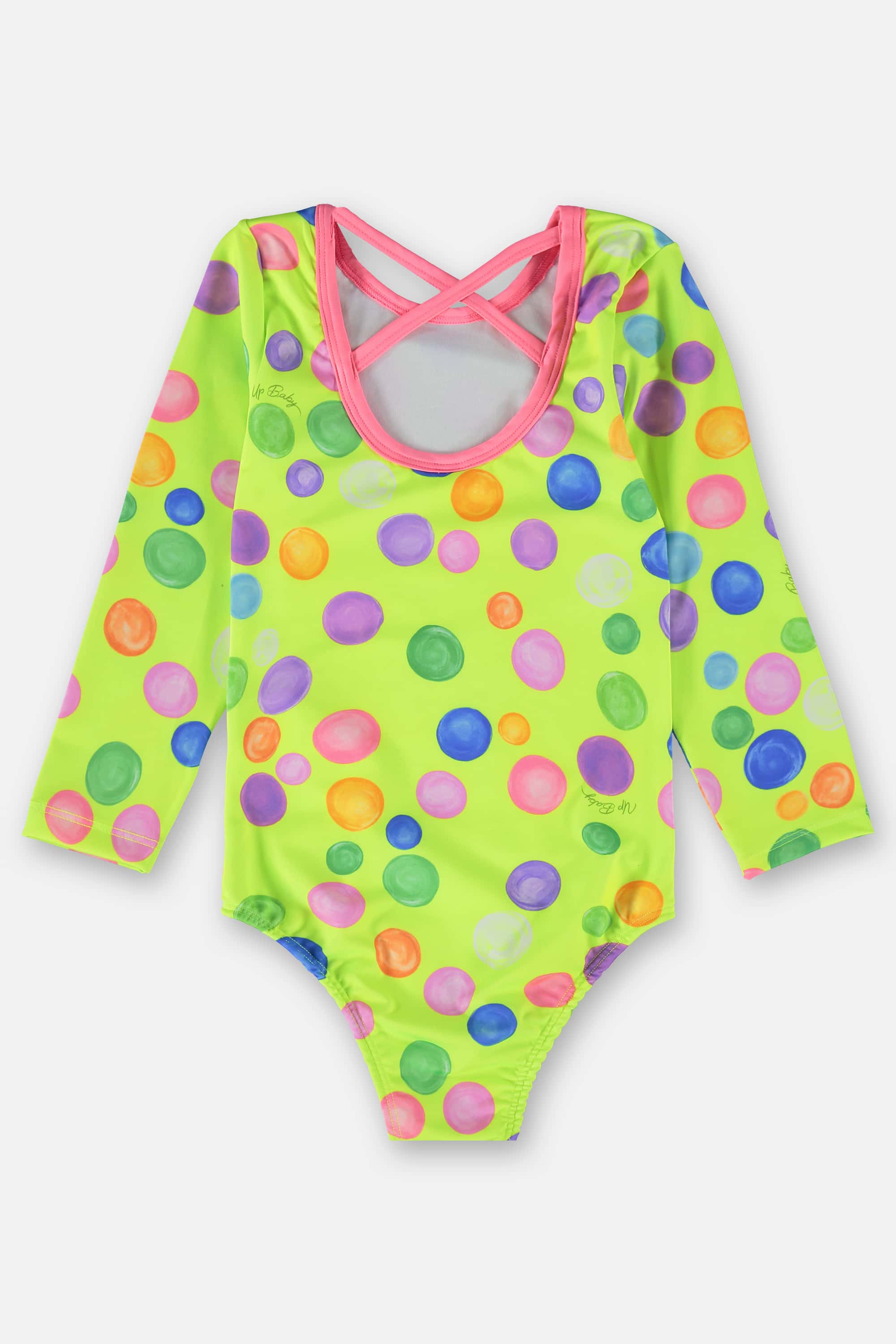 Up Baby - Maiô Infantil em Malha FPS+50 com Forro Verde Neon - Up Baby